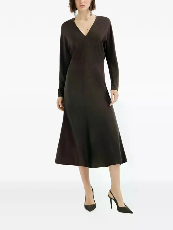 Brunello Cucinelli Techno Wool Jersey Dress With Monili