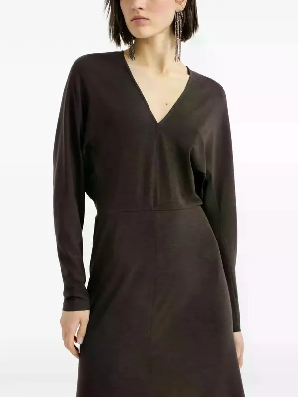 Brunello Cucinelli Techno Wool Jersey Dress With Monili