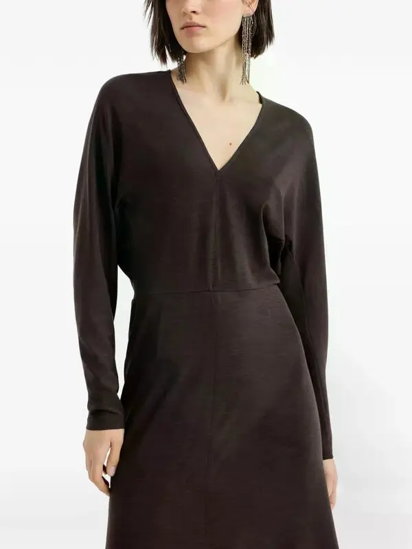 Brunello Cucinelli Techno Wool Jersey Dress With Monili Embellishment