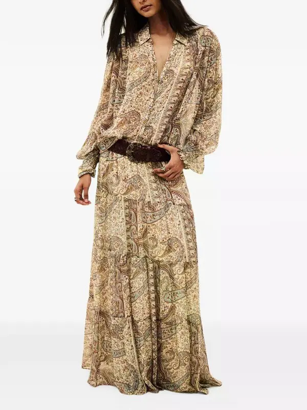 Ba&sh Cali Paisley-print Tiered Maxi Skirt