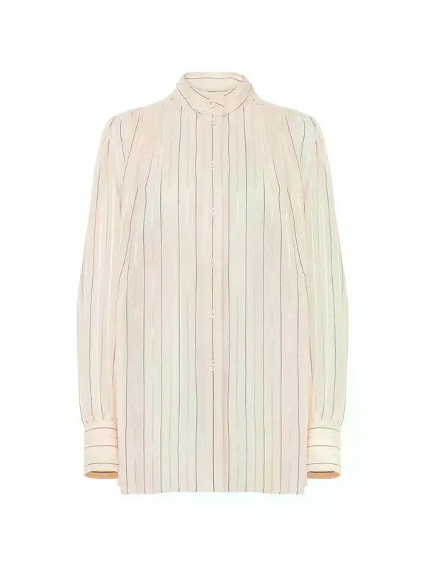 Chloé Gathered Blouse In Cotton & Silk Poplin - Pink