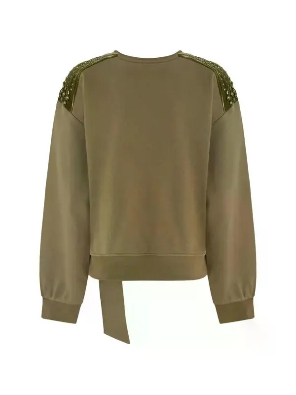 Pinko Embellished Buckled-hem Sweatshirt - Green