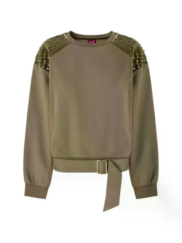 Pinko Embellished Buckled-hem Sweatshirt - Green