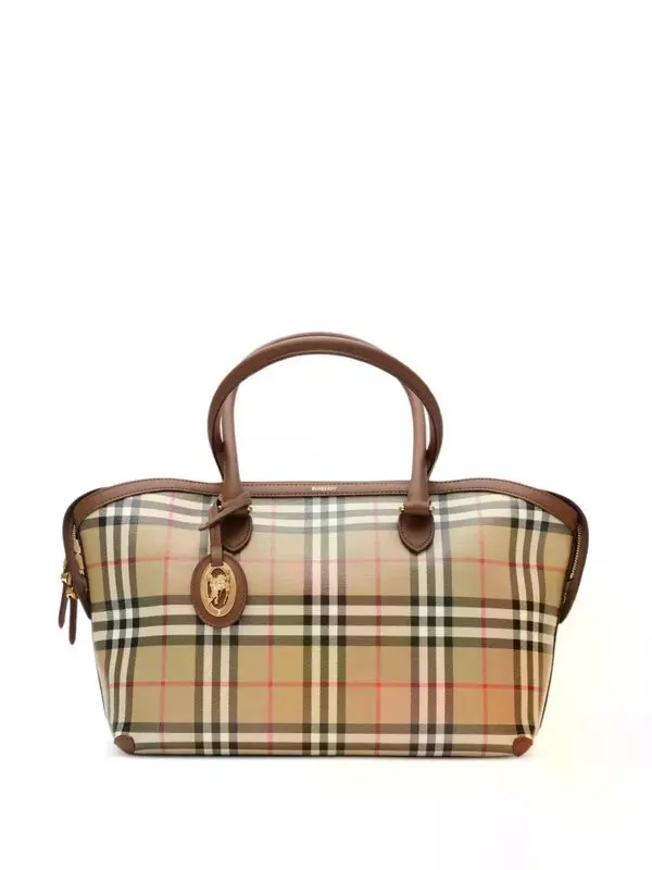 Burberry Small Check Zip Tote - Neutrals
