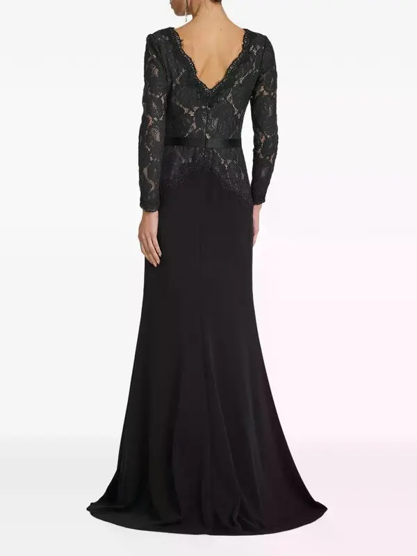 Tadashi Shoji Corwin Lace-panelled Belted Gown
