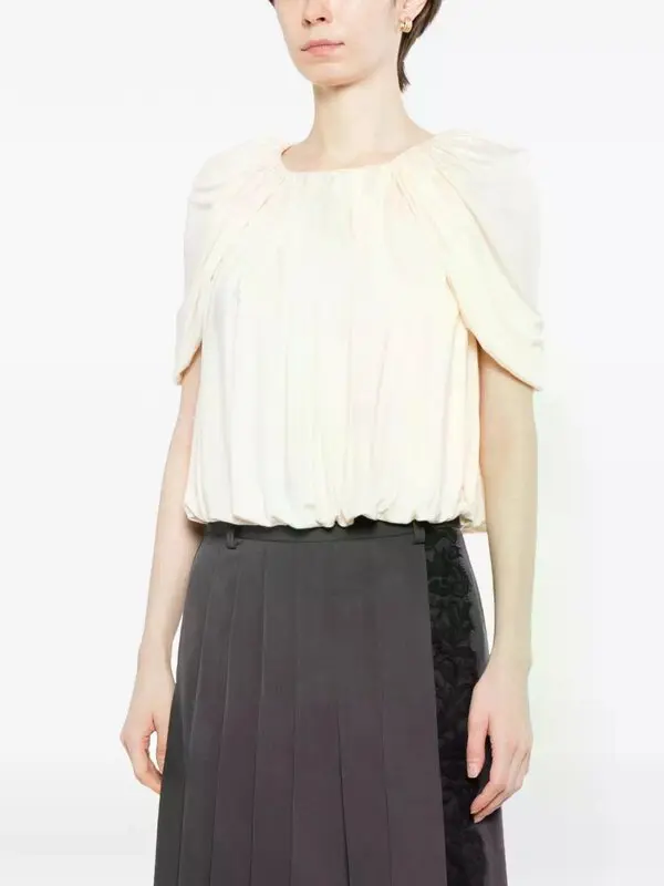 FETICO Gathered Short-sleeve Blouse