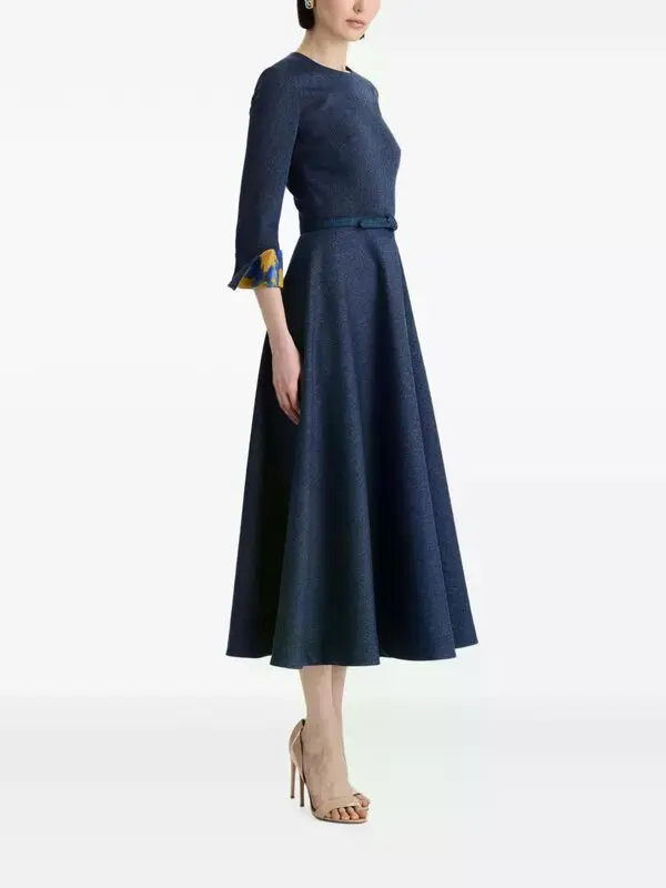 Oscar De La Renta Peony Cuff Wool Midi Dress