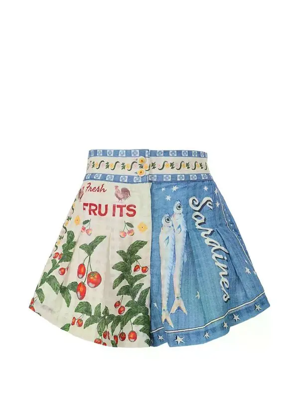 Agua Bendita Nalia Graphic-print Pleated Shorts
