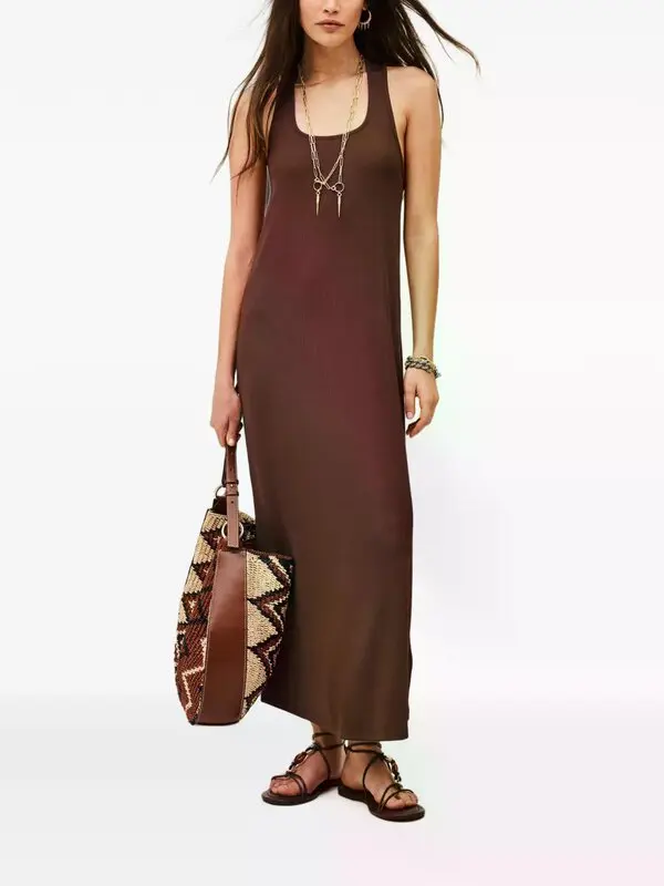 Ba&sh Naora Ribbed-knit Hardware-detail Maxi Dress
