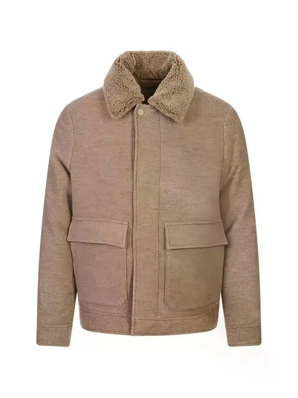Canali Shearling Collar Jacket - Brown