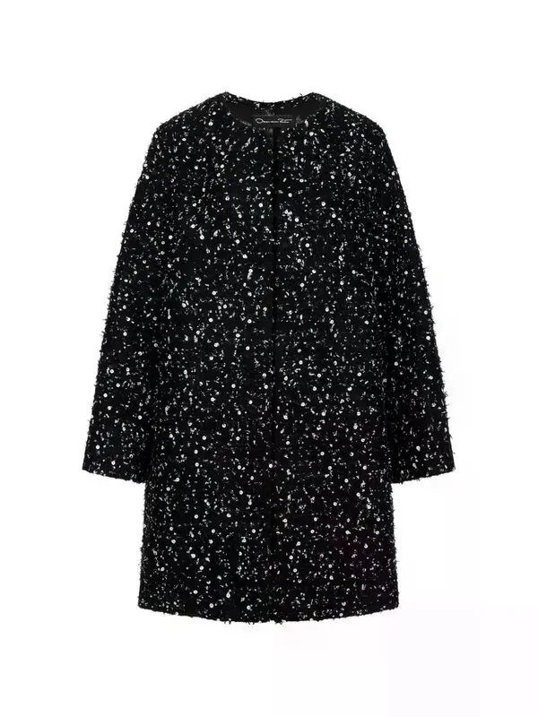 Oscar De La Renta Sequin-embellished Tweed Single-breasted Coat