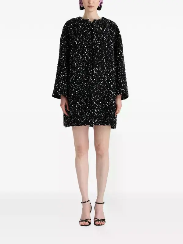 Oscar De La Renta Sequin-embellished Tweed Single-breasted Coat