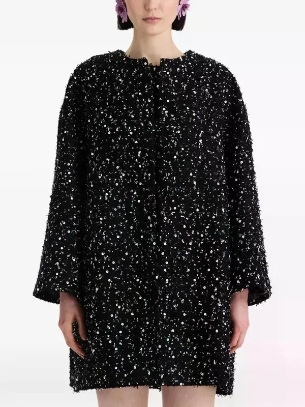 Oscar De La Renta Sequin-embellished Tweed Single-breasted Coat