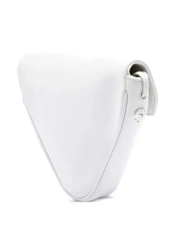 Celine Smooth Calfskin Logo Triangle Crossbody Bag - White