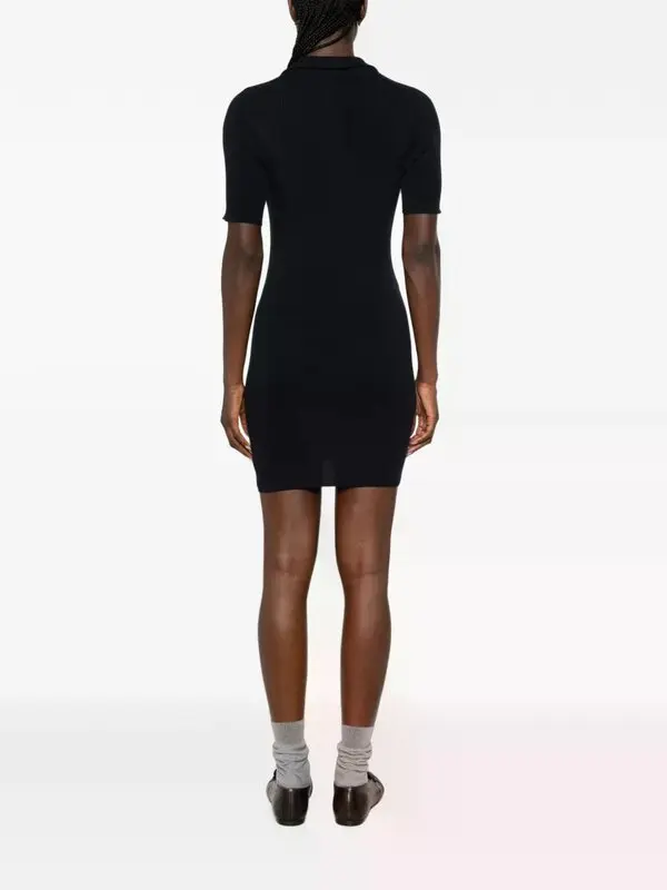 Miu Miu Ribbed Knit Cotton Dress - Blue