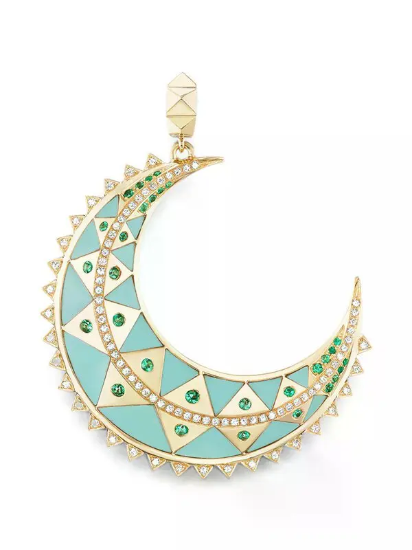 Harwell Godfrey Moon Chrysoprase Emerald Charm - Gold