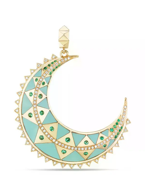 Harwell Godfrey Moon Chrysoprase Emerald Charm - Gold