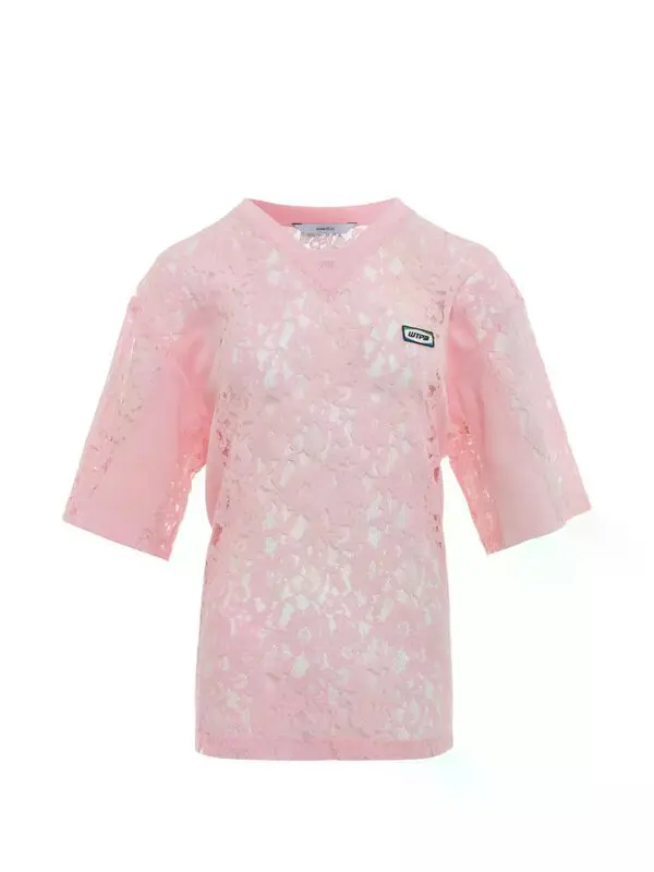 PUSHBUTTON Lace-panelled T-shirt