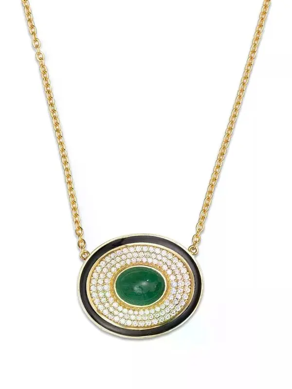 JENNA BLAKE 18k Yellow Eyecon Pendant Necklace With Emerald And Diamonds - Gold