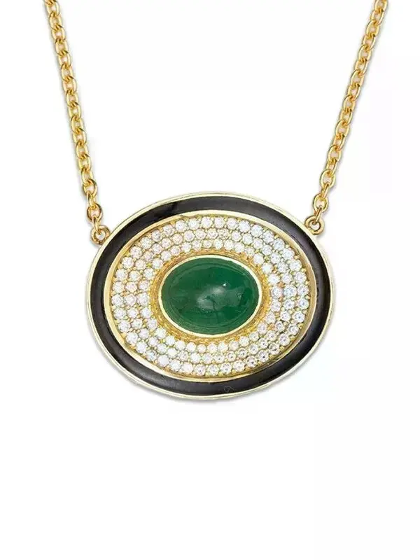 JENNA BLAKE 18k Yellow Eyecon Pendant Necklace With Emerald And Diamonds