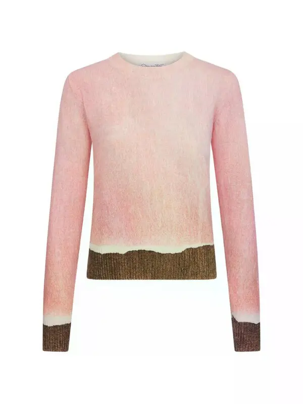 Oscar De La Renta Crewneck Ombré-effect Wool Sweater - Pink