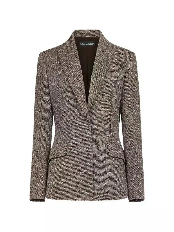 Oscar De La Renta Tweed Single-breasted Blazer - Brown
