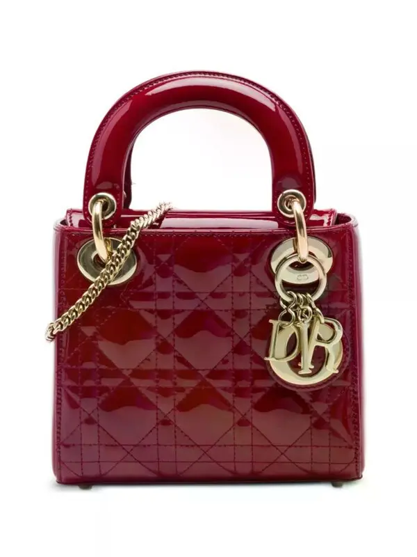 Dior Mini Patent Cannage Lady Satchel - Red