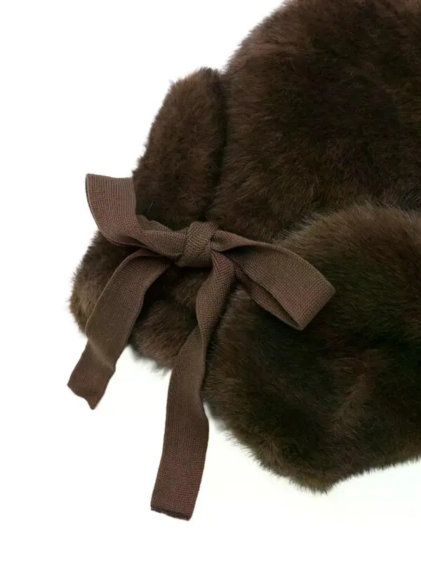 P.a.r.o.s.h Faux-fur Hat With Bow Detail - Brown