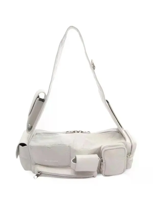 Balenciaga Small Lambskin Superbusy Sling Bag Satchel - White