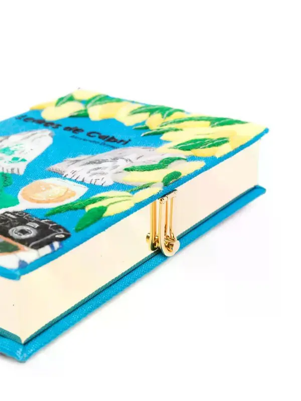 OLYMPIA LE-TAN Letres De Capri Embroidered Clutch Bag - Blue