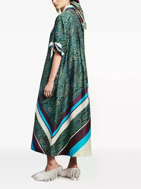 ALEMAIS Paisley-print Tie-sleeve Dress