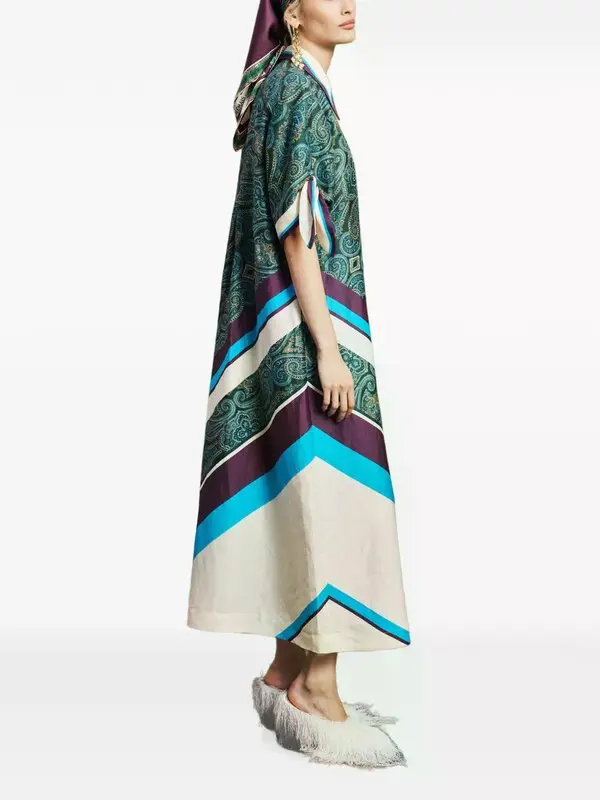 ALEMAIS Paisley-print Tie-sleeve Dress
