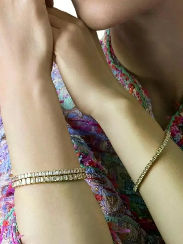 WITH LOVE 14k Yellow Diamond Tennis Bracelet