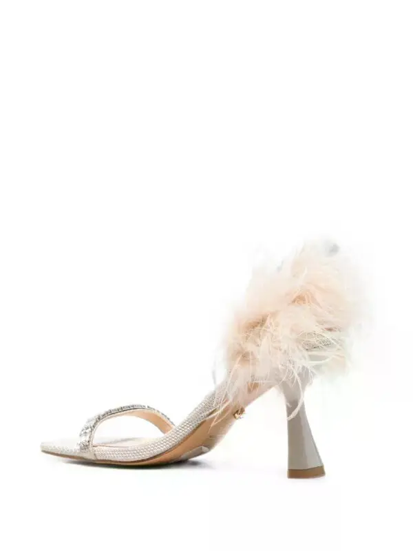 TWENTY FOURHAITCH Feather-trim Crystal-embellished Sandals