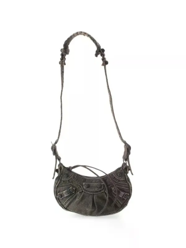 Balenciaga 2021-2026 Denim Motocross Le Cagole Xs Crossbody Bag - Black