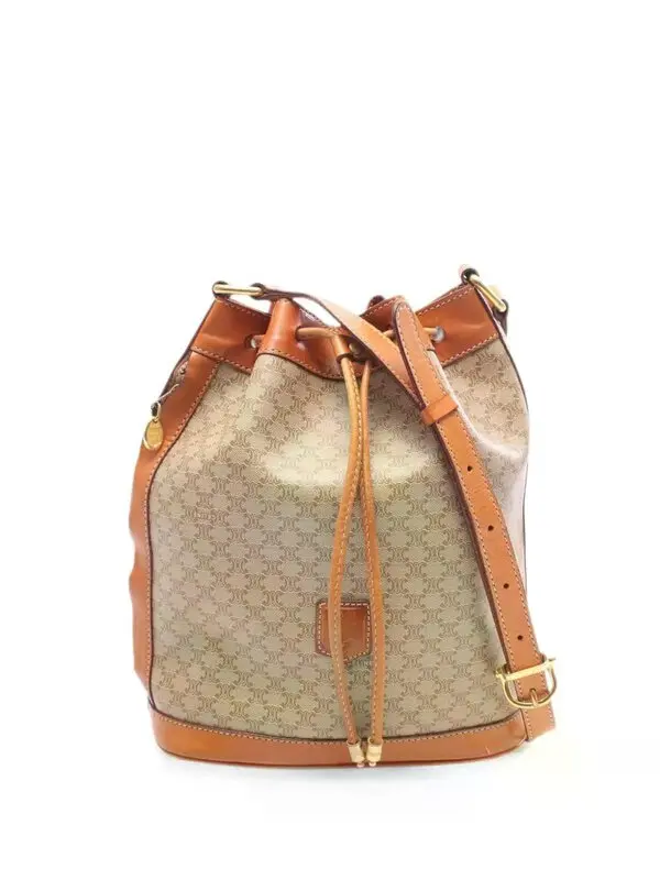 Celine 1990 Macadam Coated Canvas Drawstring Bucket Bag - Neutrals