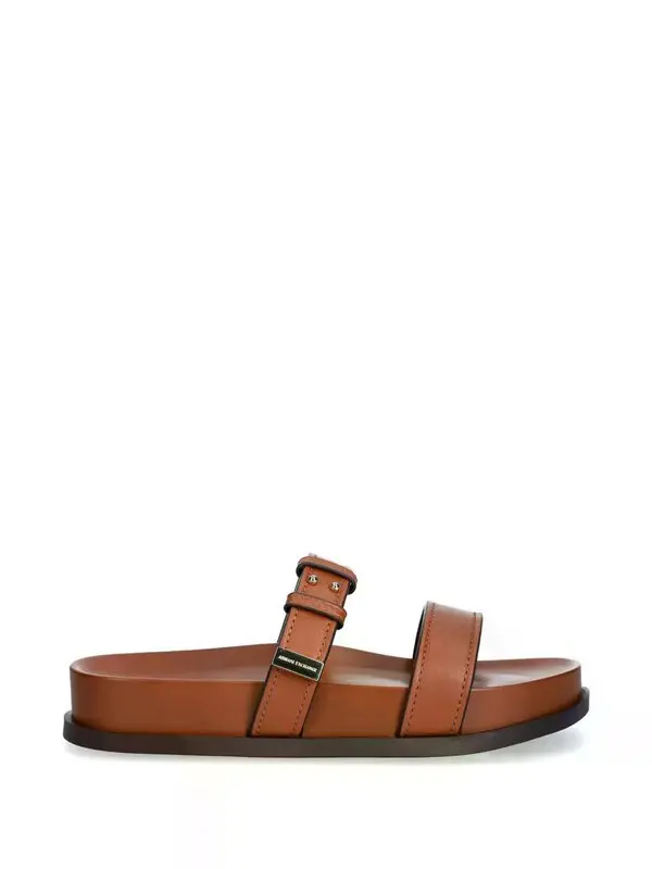 Armani Exchange Buckle-detail Leather Slides