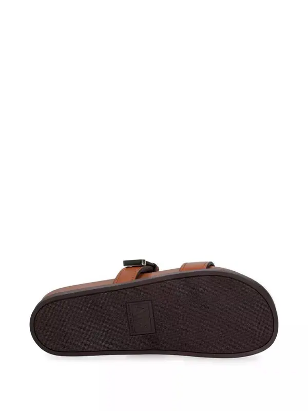 Armani Exchange Buckle-detail Leather Slides