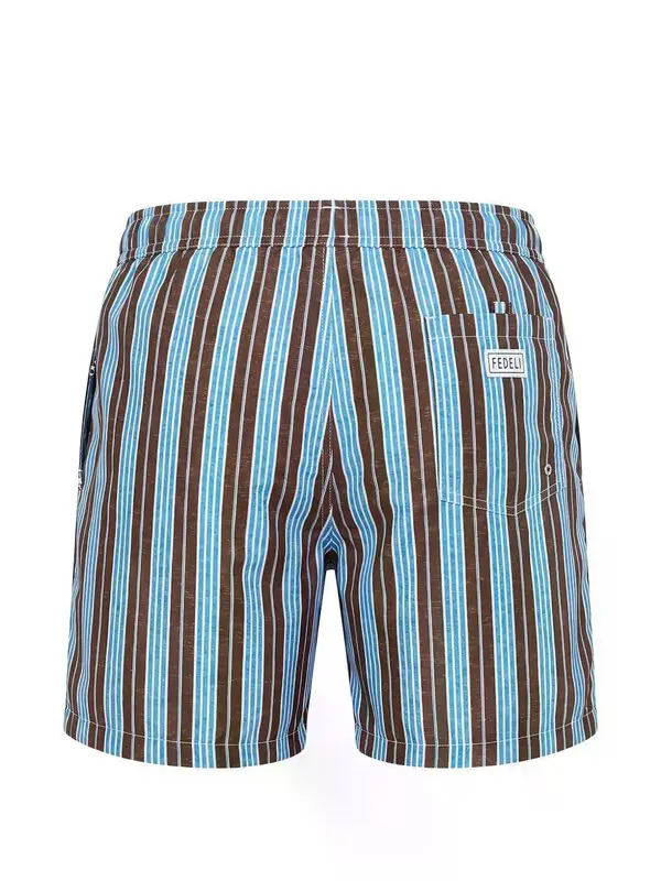 Fedeli Vertical-stripe Drawstring Swim Shorts