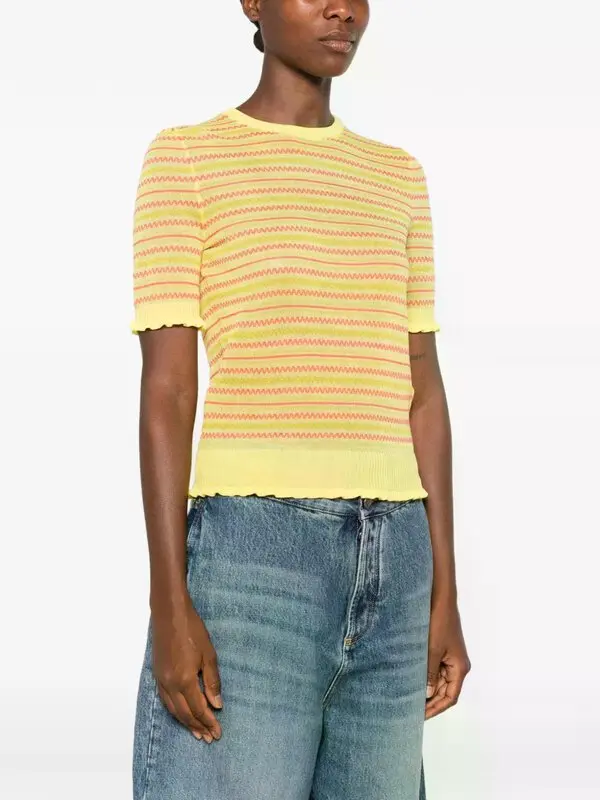 JW Anderson Fair Isle Sheer Short Sleeve Top