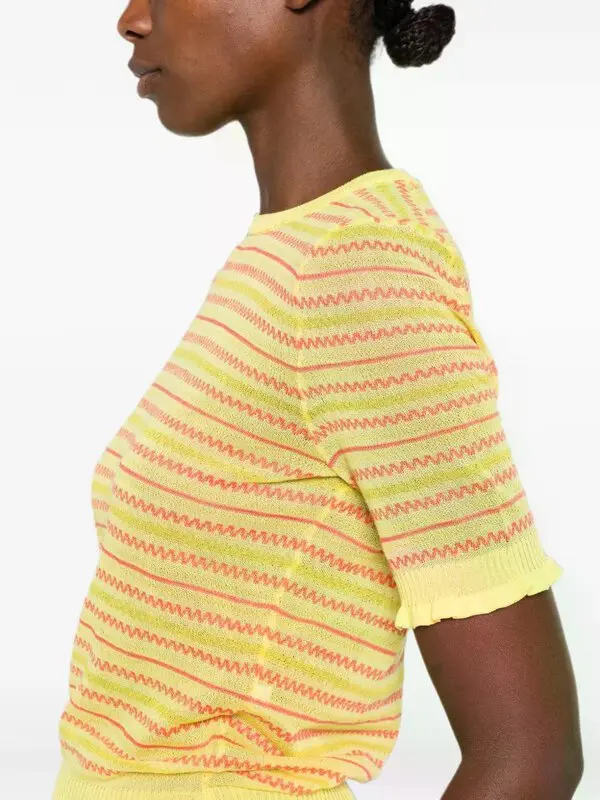 JW Anderson Fair Isle Sheer Short Sleeve Top
