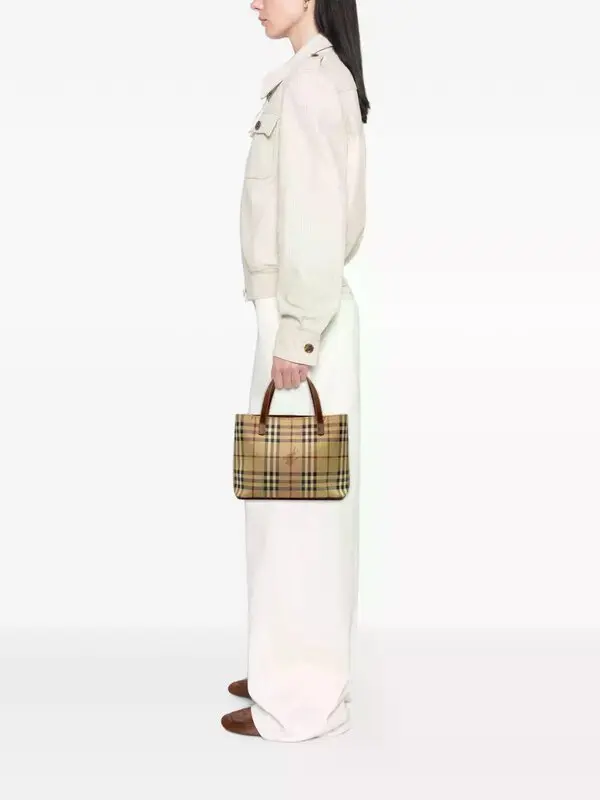 Burberry 2000-2017 Mini Haymarket Check Coated Canvas Tote Bag - Neutrals