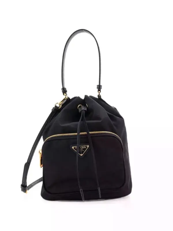 Prada Drawstring Tessuto Small Bucket Bag - Black