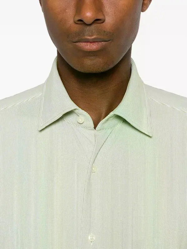 BOSS Micro-stripe Long-sleeve Shirt - Green