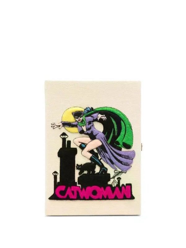 OLYMPIA LE-TAN Catwoman Embroidered Clutch Bag - Neutrals