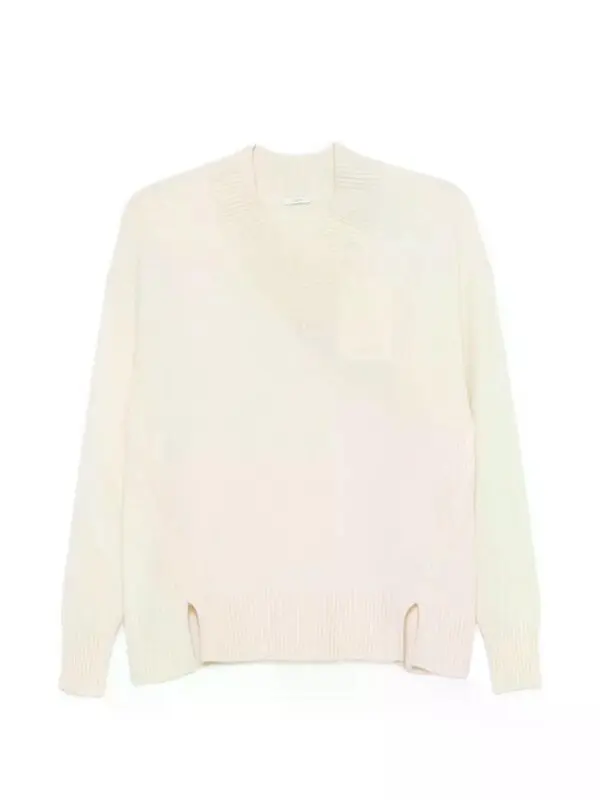 JOSEPH V-neck Side-slit Sweater - Neutrals