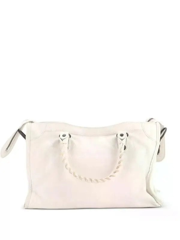 Balenciaga City Classic Studs Bag Leather Small Satchel - White