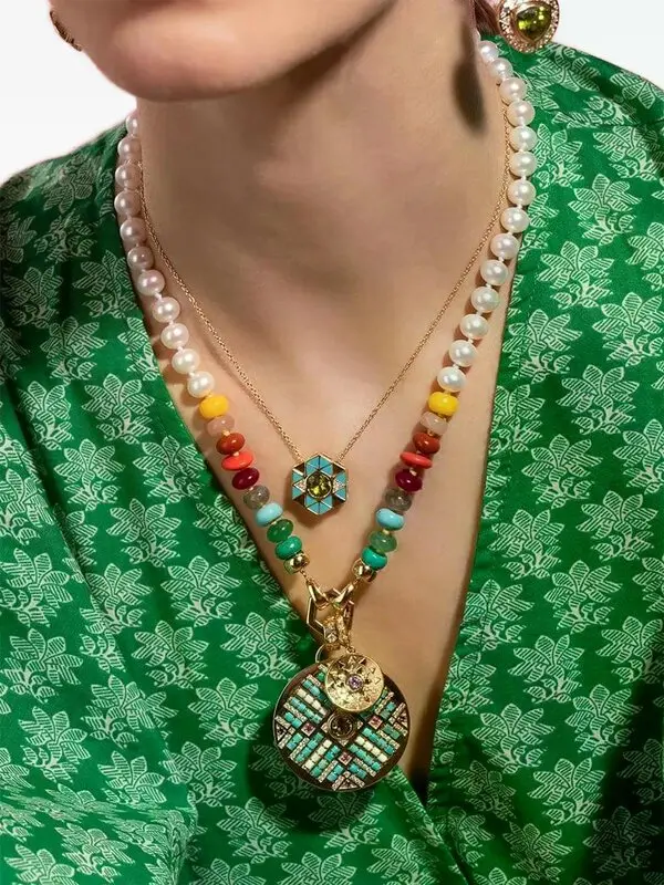 Harwell Godfrey 18k Yellow Evil Eye Peridot And Diamond Necklace