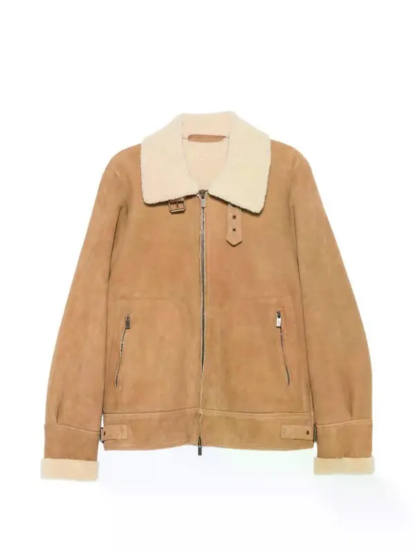 SALVATORE SANTORO Suede Zip-up Jacket With Buckled Waist Tabs
