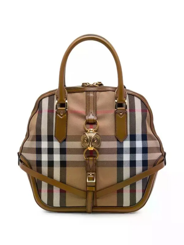 Burberry 2000-2017 Medium House Check Canvas Bridle Owl Orchard Handbag - Brown
